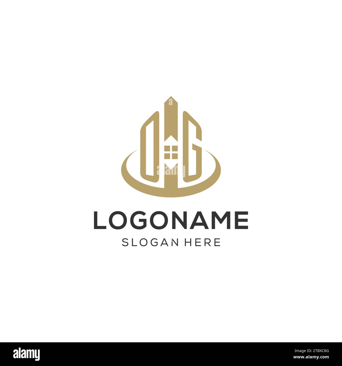 Initial OG logo with creative house icon, modern and professional real ...