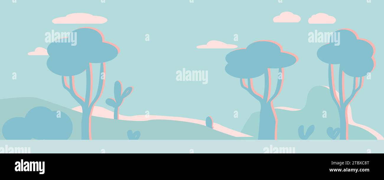 Delicate landscape. Dawn in Africa. Nature background. Vector ...
