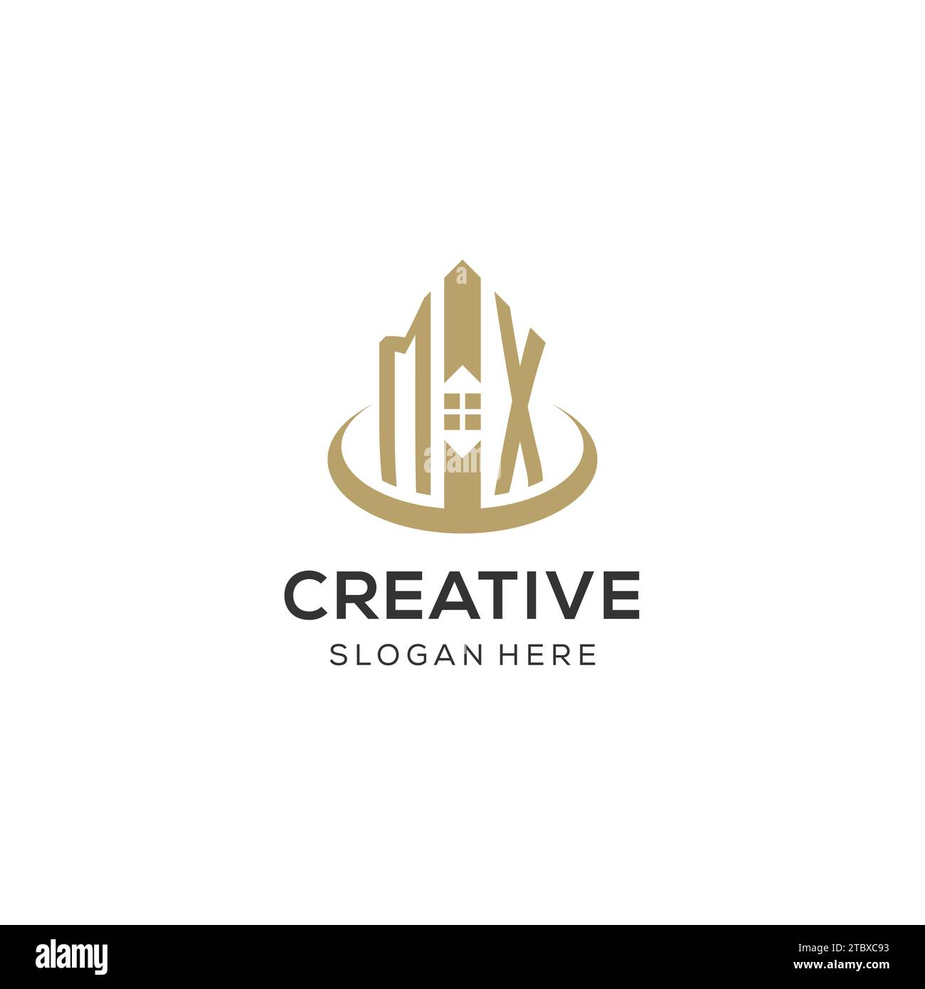 Initial MX logo with creative house icon, modern and professional real estate logo design vector ...