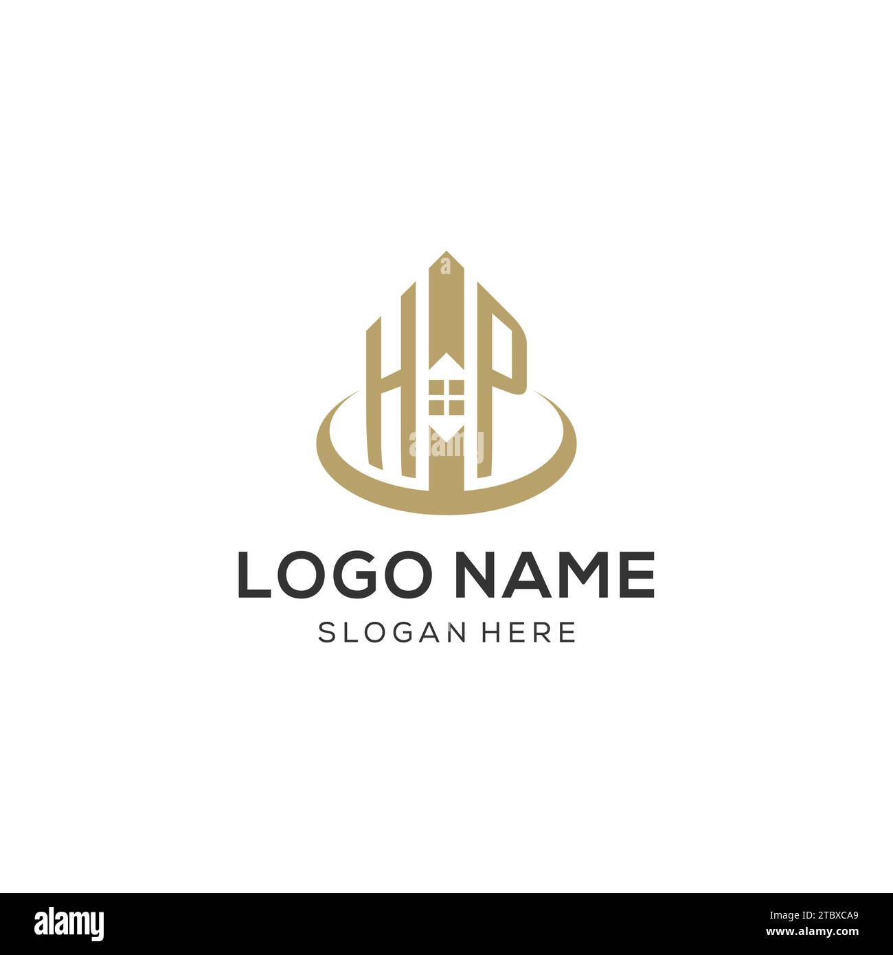 Initial HP logo with creative house icon, modern and professional real ...