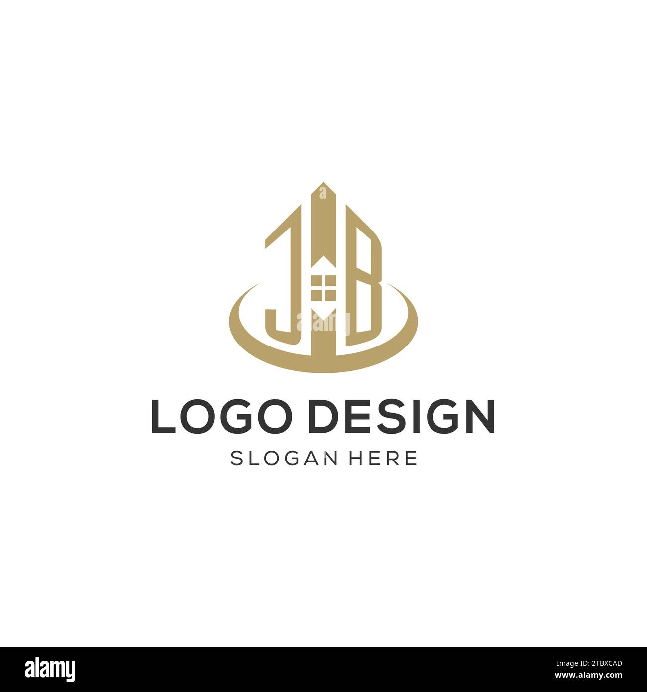 Initial JB logo with creative house icon, modern and professional real estate logo design vector ...