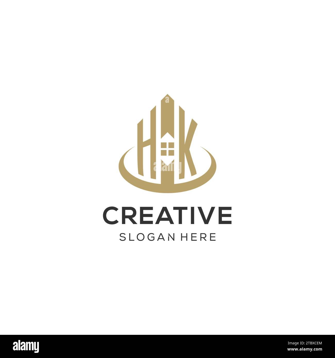 Initial HK logo with creative house icon, modern and professional real ...