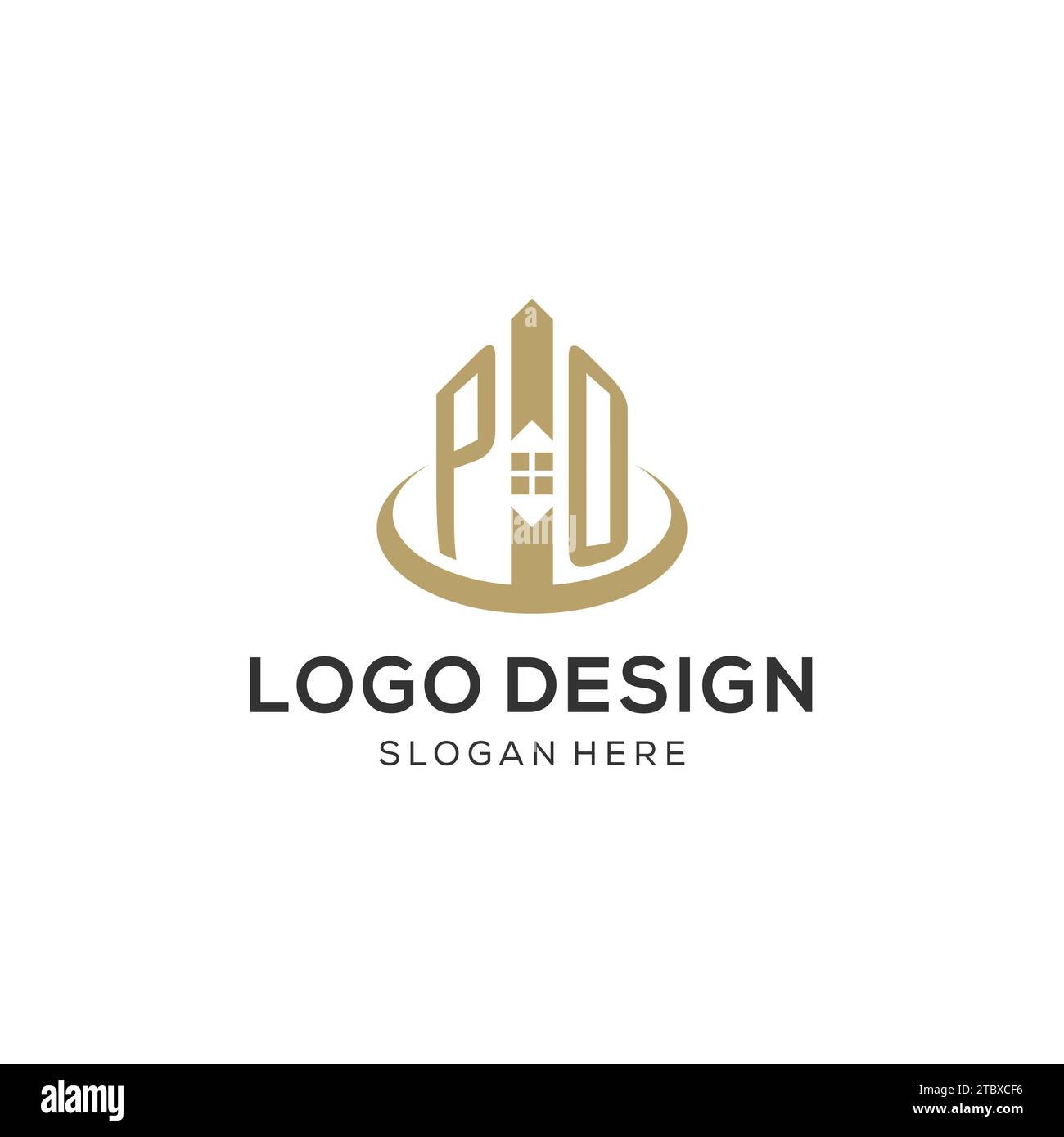 Initial PO logo with creative house icon, modern and professional real ...