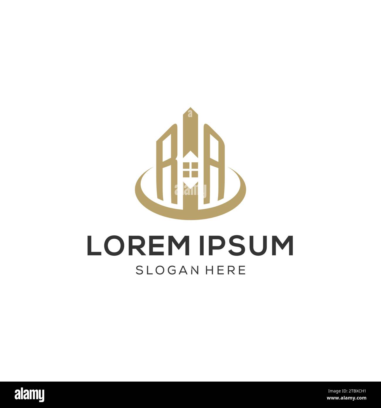 Initial RA logo with creative house icon, modern and professional real ...