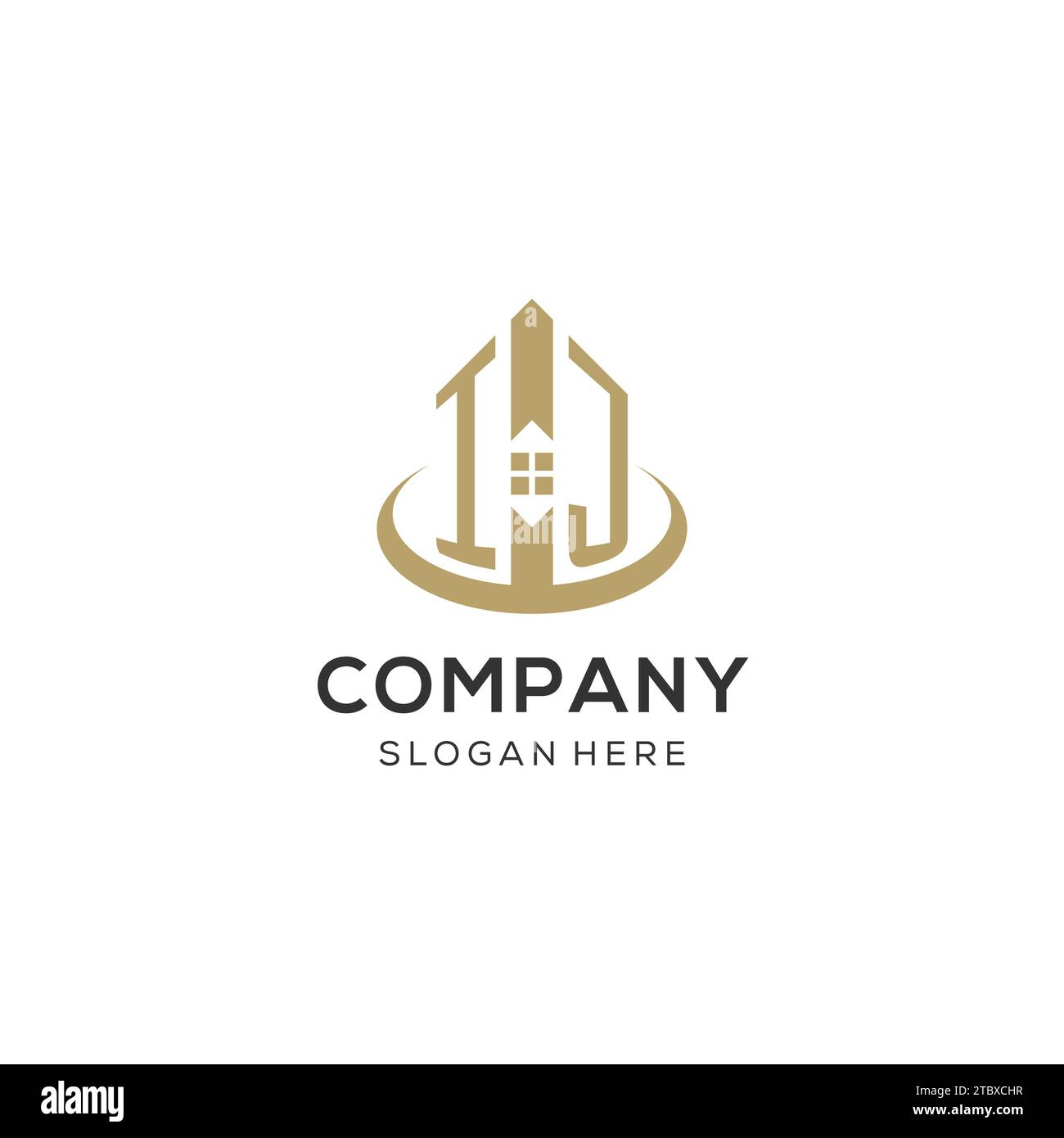 Initial IJ logo with creative house icon, modern and professional real ...