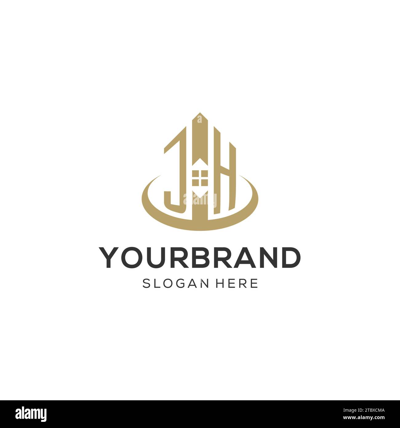 Initial JH logo with creative house icon, modern and professional real ...