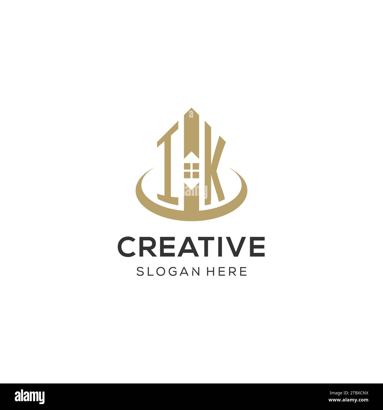 Initial IK logo with creative house icon, modern and professional real ...