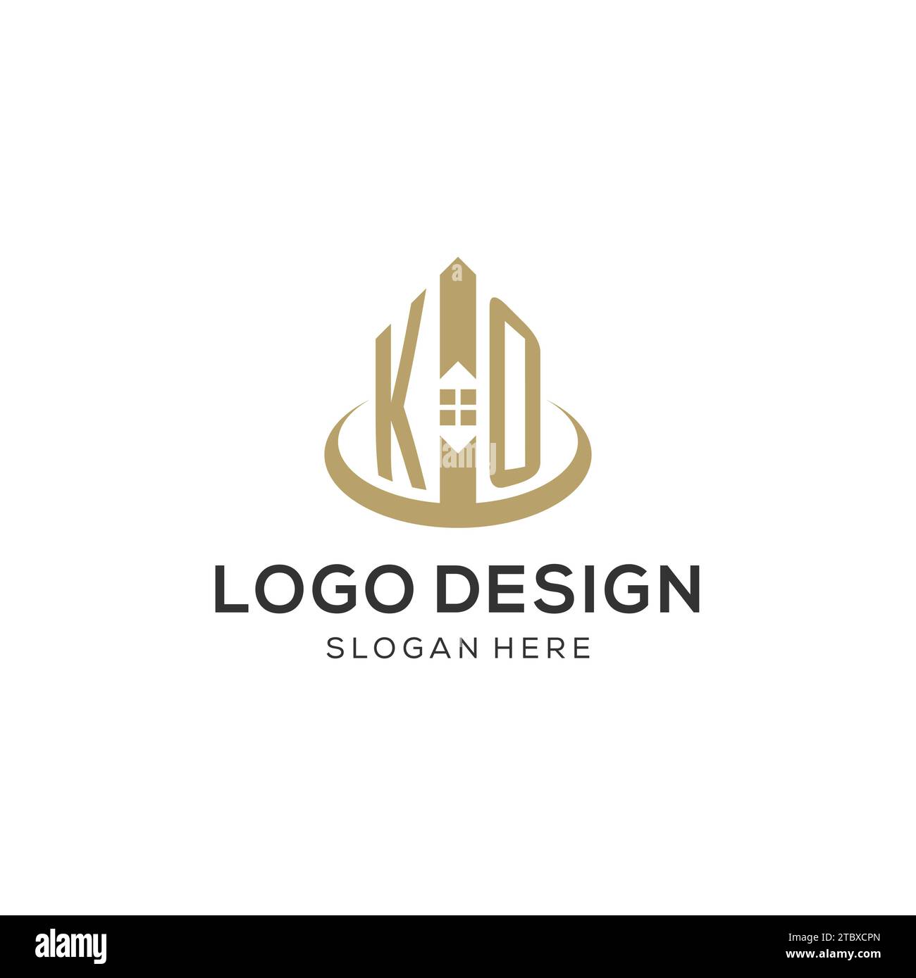Initial KO logo with creative house icon, modern and professional real estate logo design vector ...