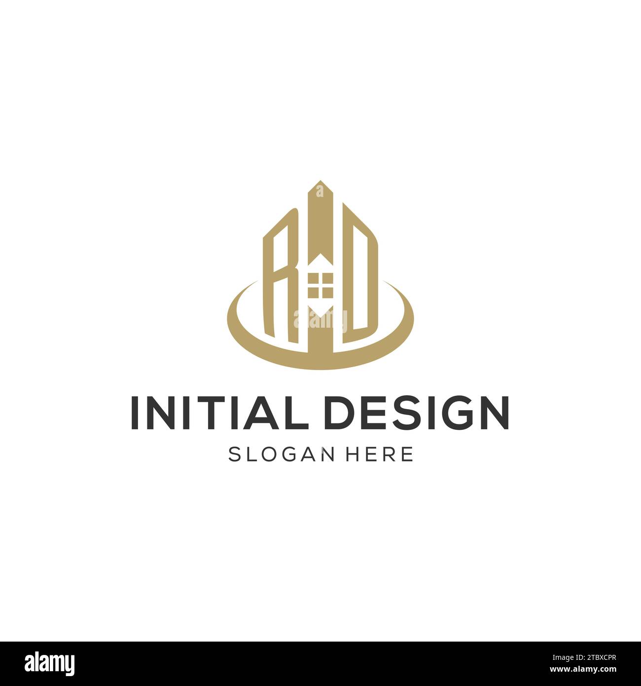 Initial RD logo with creative house icon, modern and professional real ...