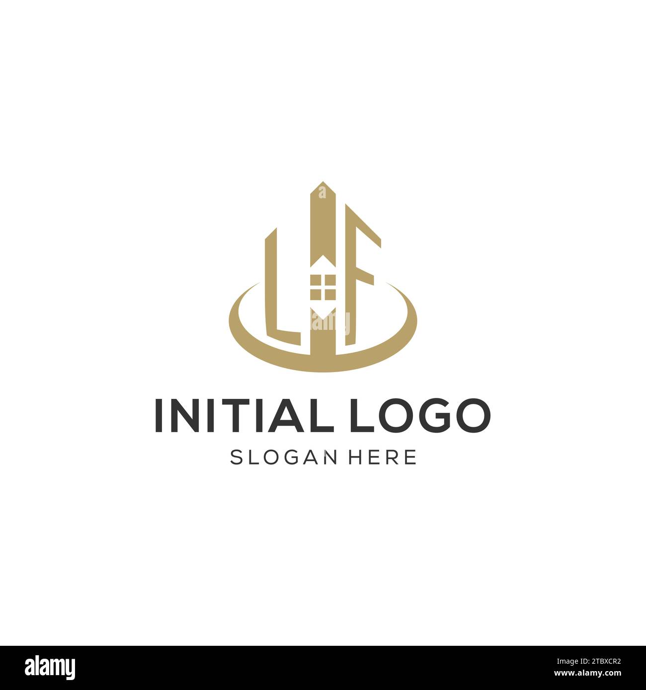 Initial LF logo with creative house icon, modern and professional real ...