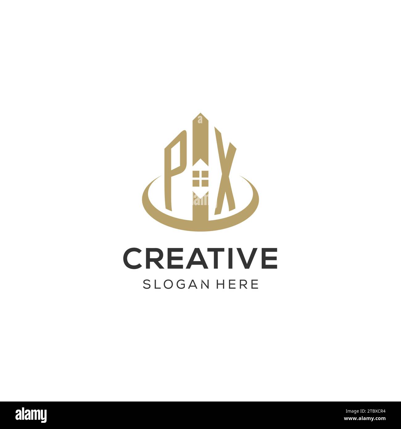Initial PX logo with creative house icon, modern and professional real ...