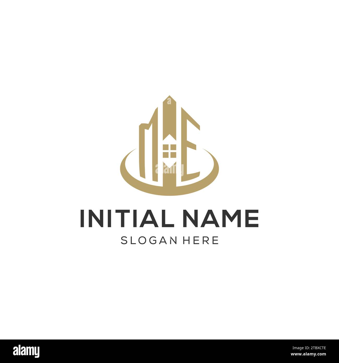 Initial ME logo with creative house icon, modern and professional real ...