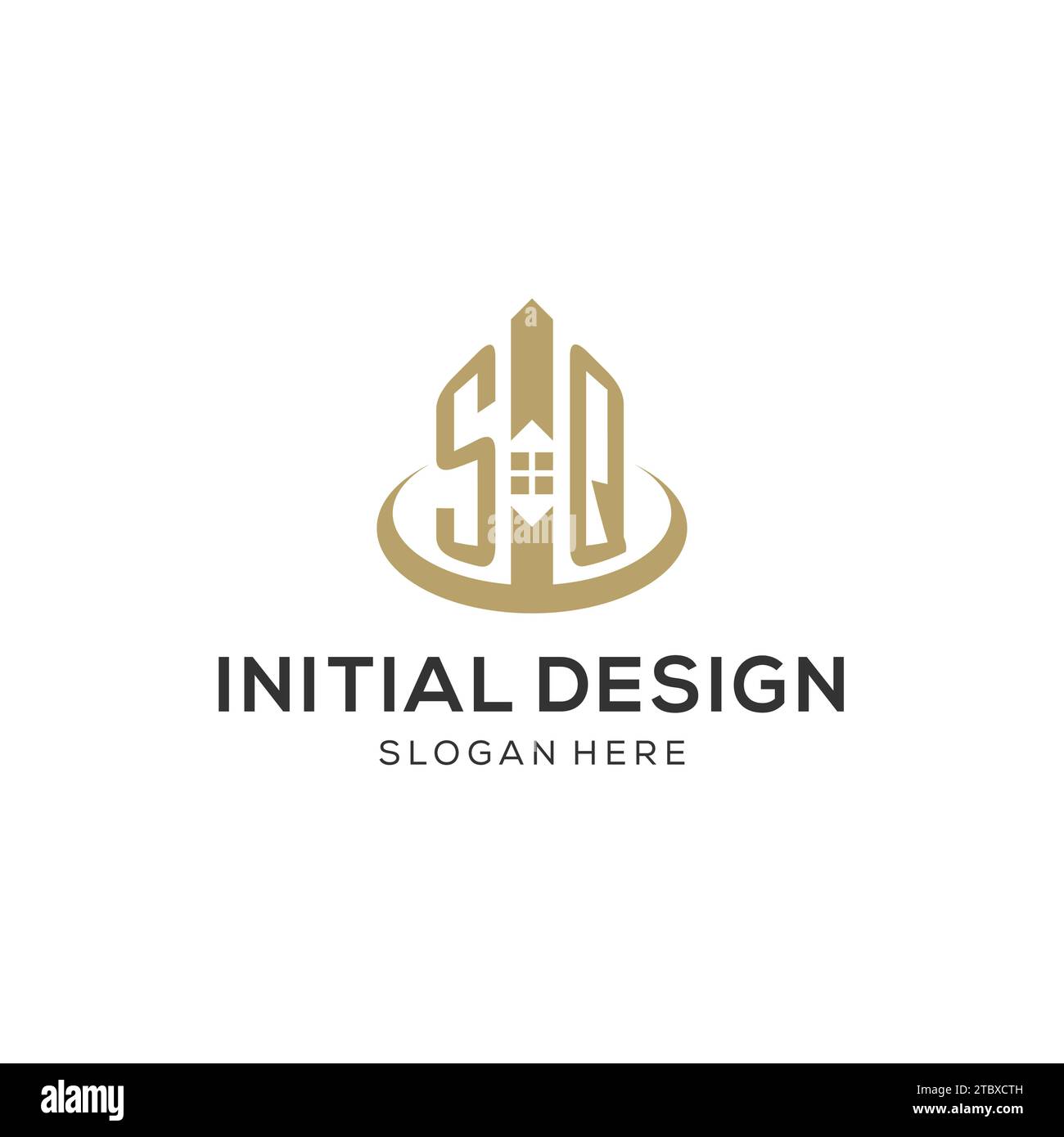 Initial SQ logo with creative house icon, modern and professional real ...