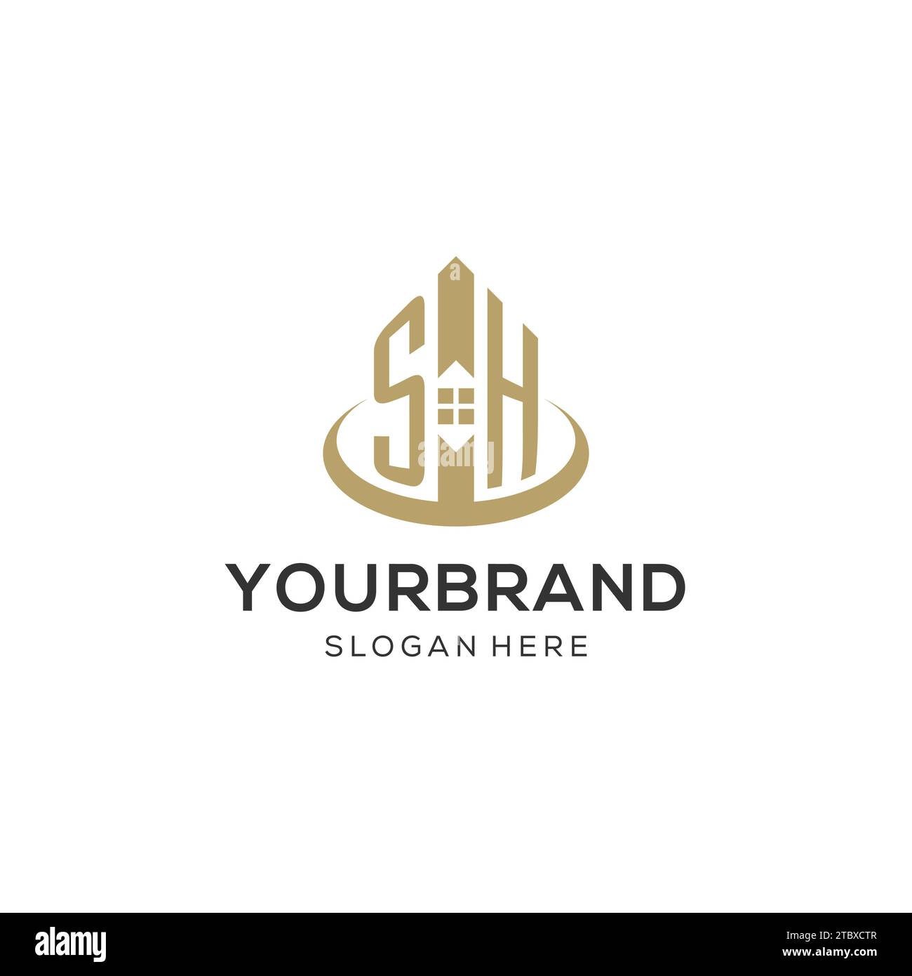 Initial SH logo with creative house icon, modern and professional real ...