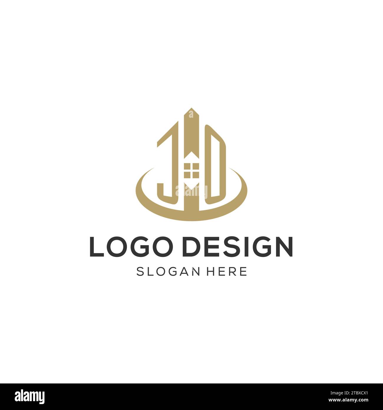 Initial JO logo with creative house icon, modern and professional real ...