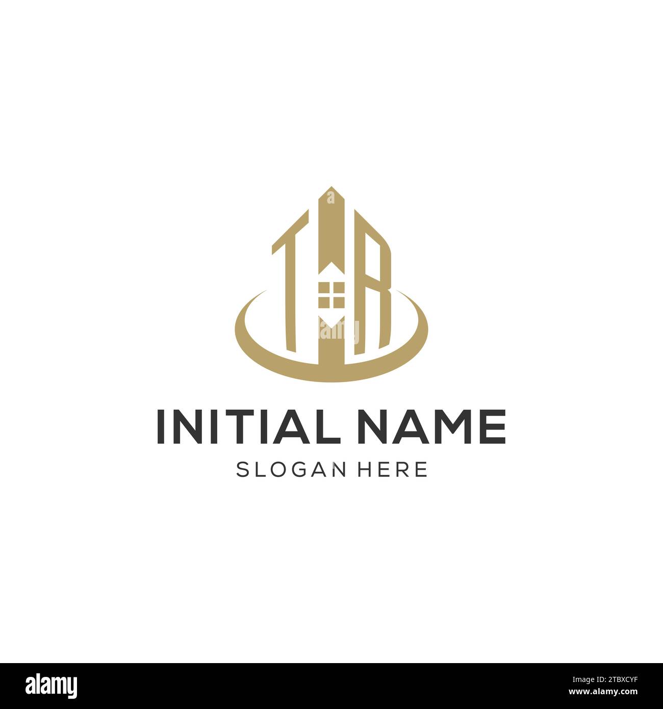 Initial TR logo with creative house icon, modern and professional real ...