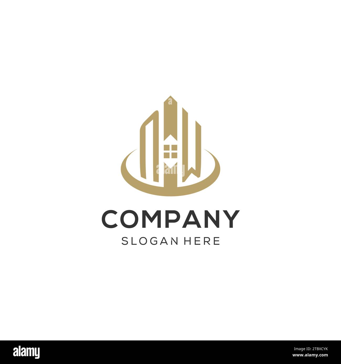 Initial NW logo with creative house icon, modern and professional real ...
