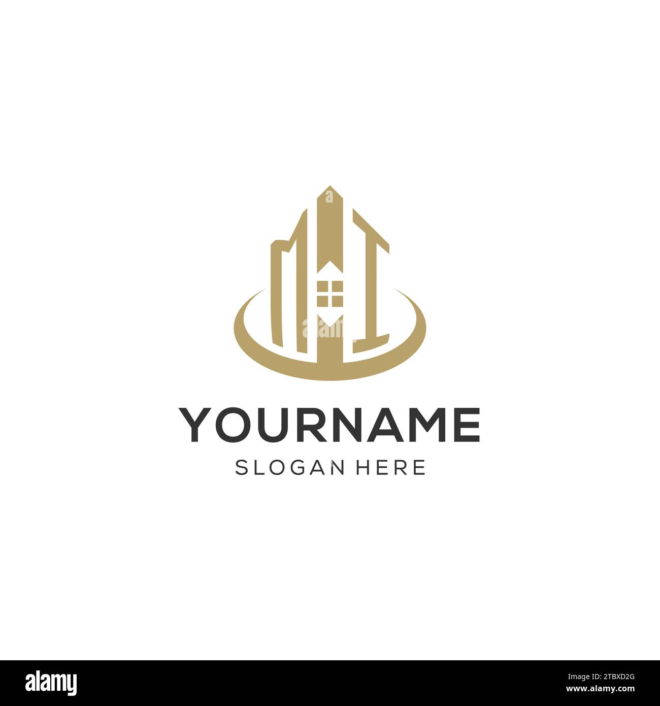 Initial MI logo with creative house icon, modern and professional real ...