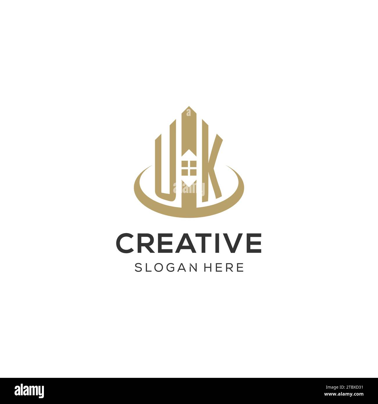 Initial UK logo with creative house icon, modern and professional real ...