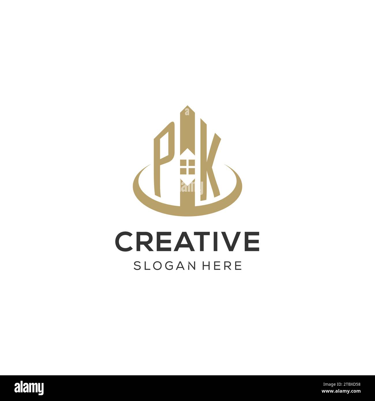 Initial PK logo with creative house icon, modern and professional real ...