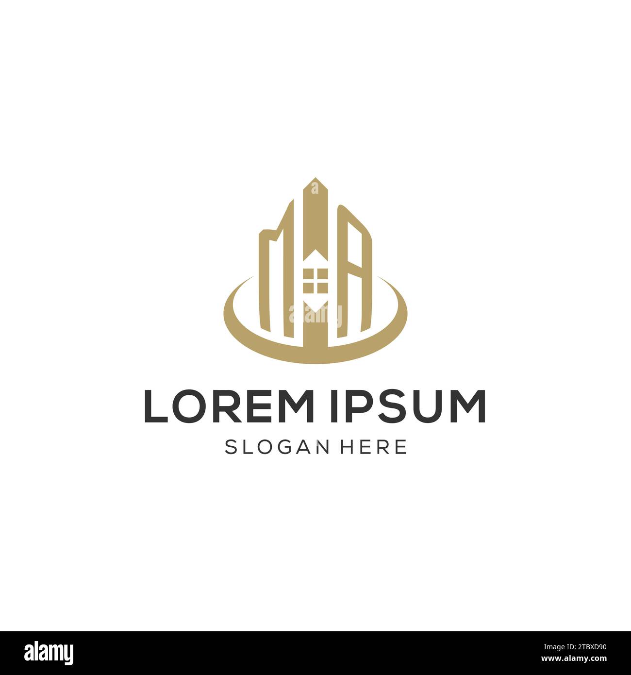 Initial MA logo with creative house icon, modern and professional real ...