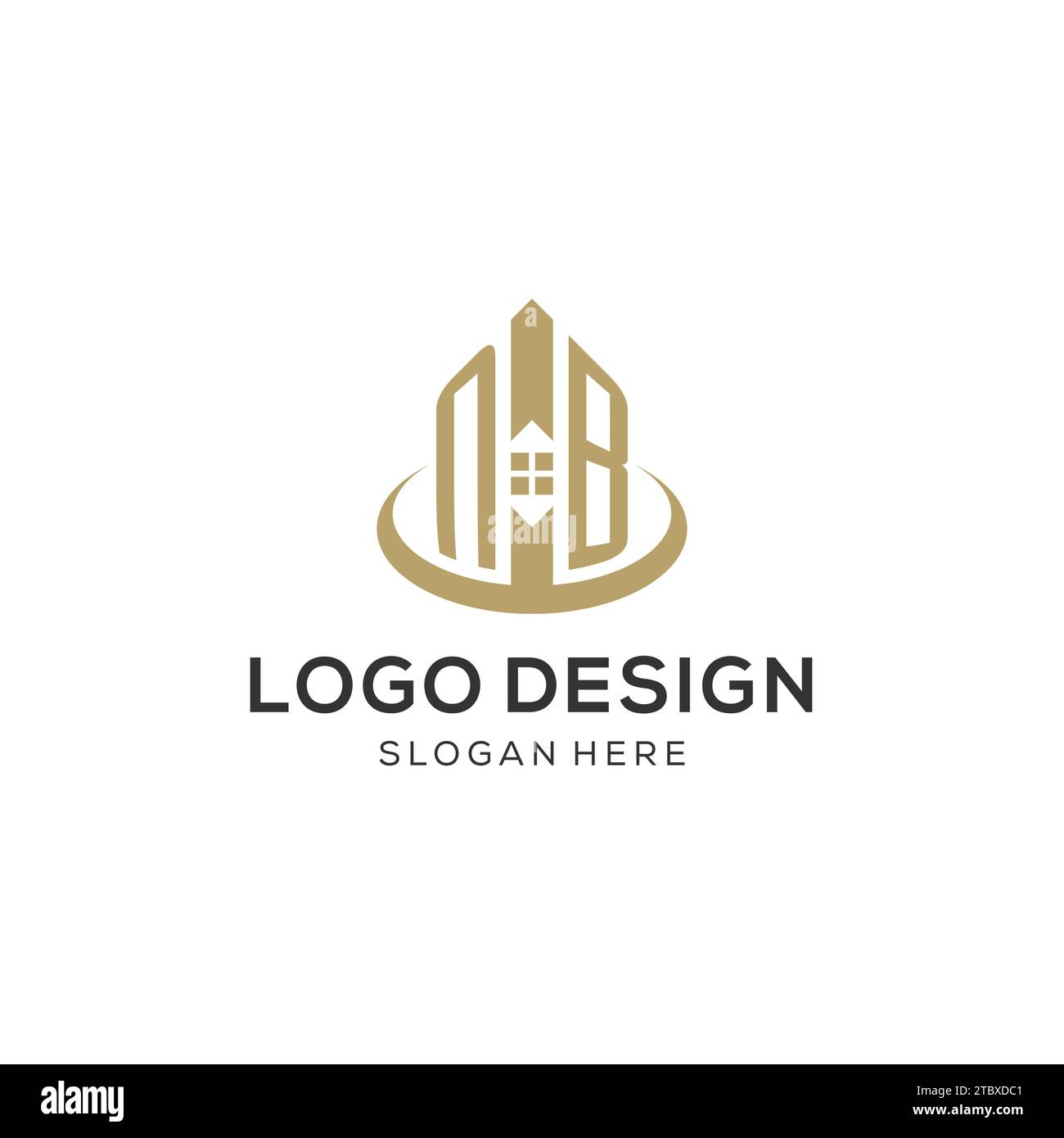 Initial NB logo with creative house icon, modern and professional real ...