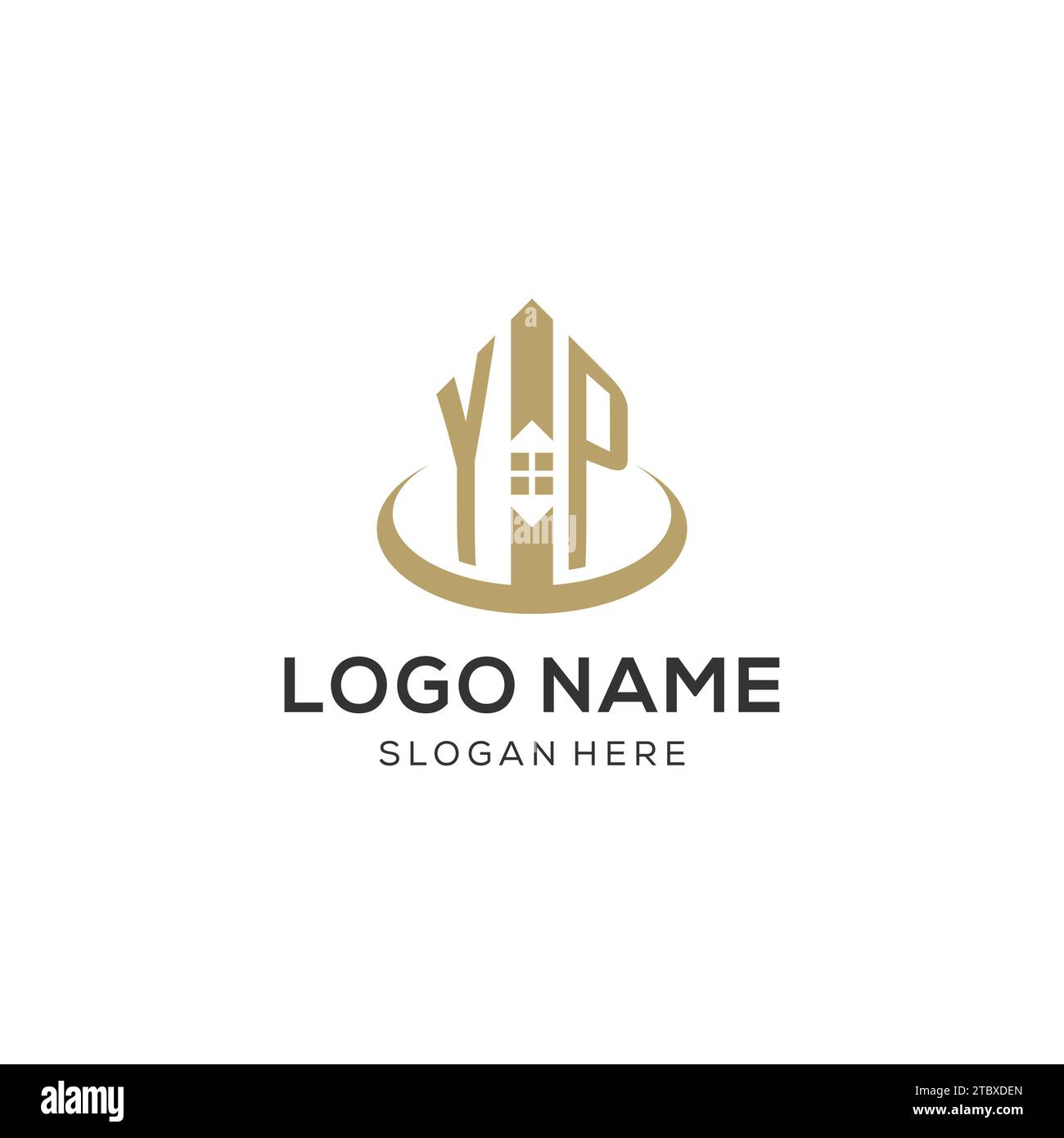 Initial YP logo with creative house icon, modern and professional real ...