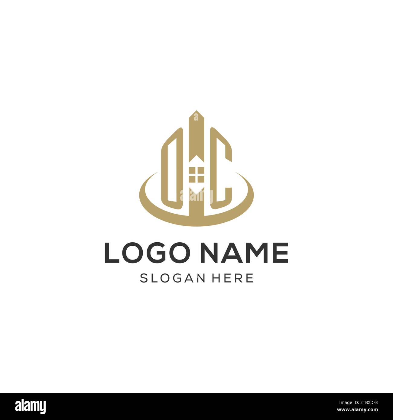 Initial OC logo with creative house icon, modern and professional real ...