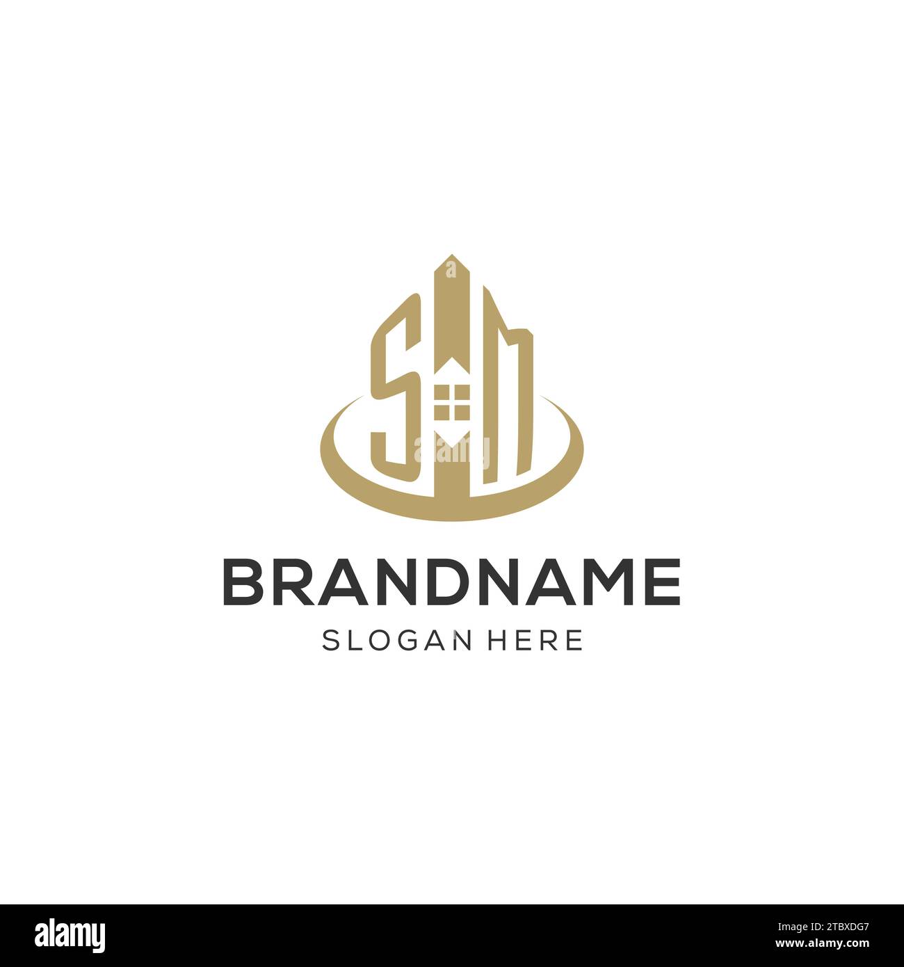 Initial SM logo with creative house icon, modern and professional real ...