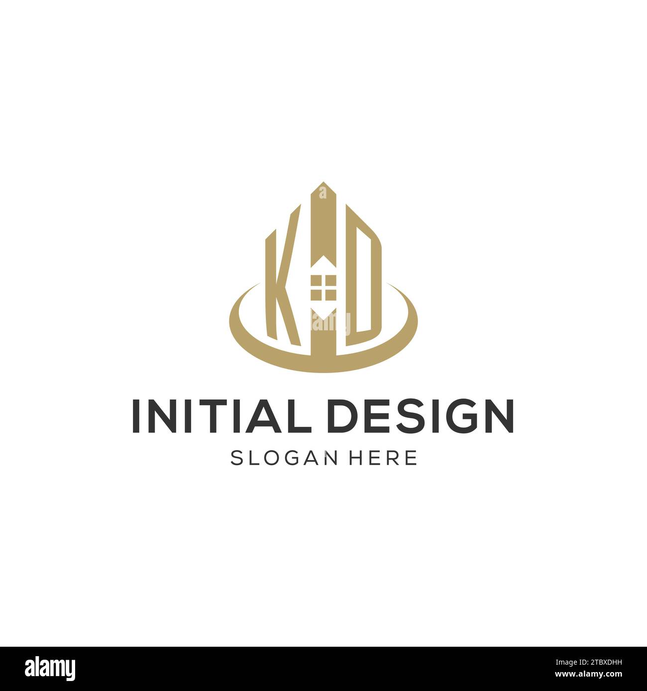 Initial KD logo with creative house icon, modern and professional real ...