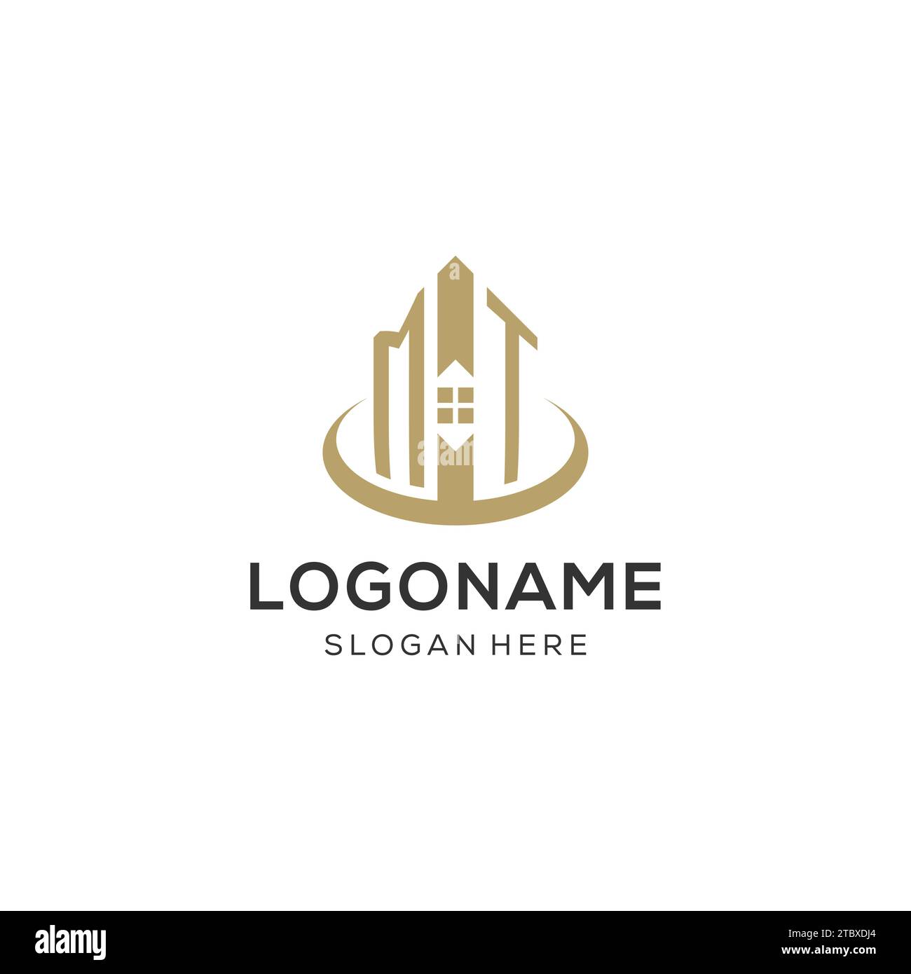 Initial MT logo with creative house icon, modern and professional real ...