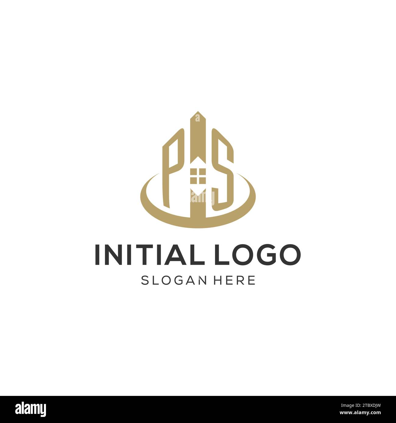 Initial PS logo with creative house icon, modern and professional real ...
