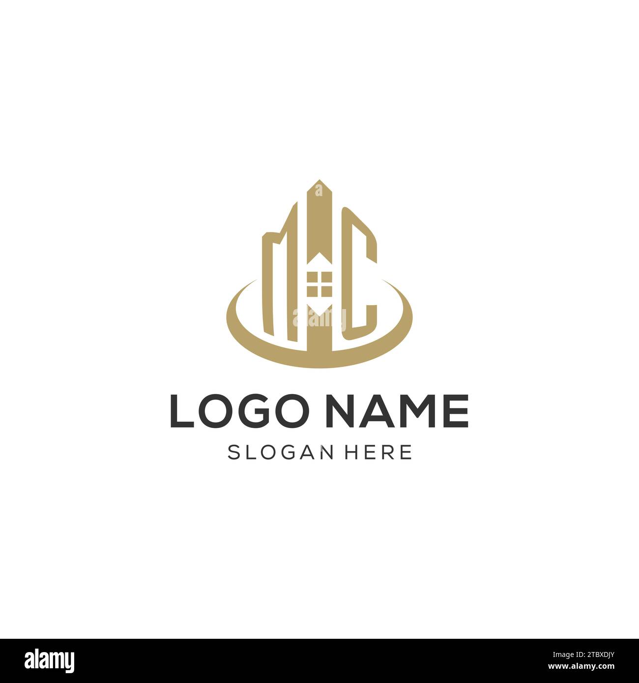 Initial MC logo with creative house icon, modern and professional real ...