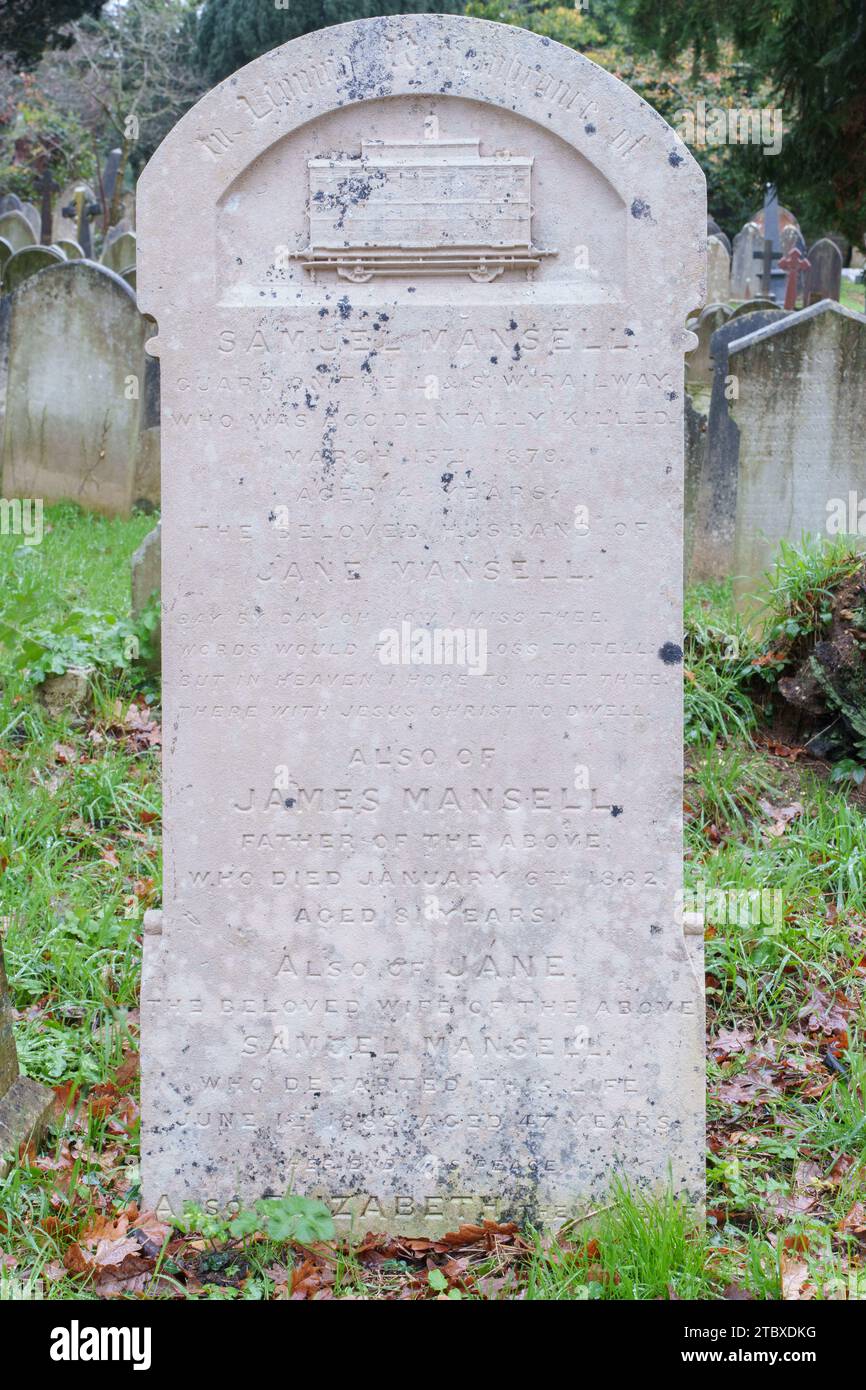 Headstone of Samuel Mansell Southampton Old Cemetery Stock Photo - Alamy