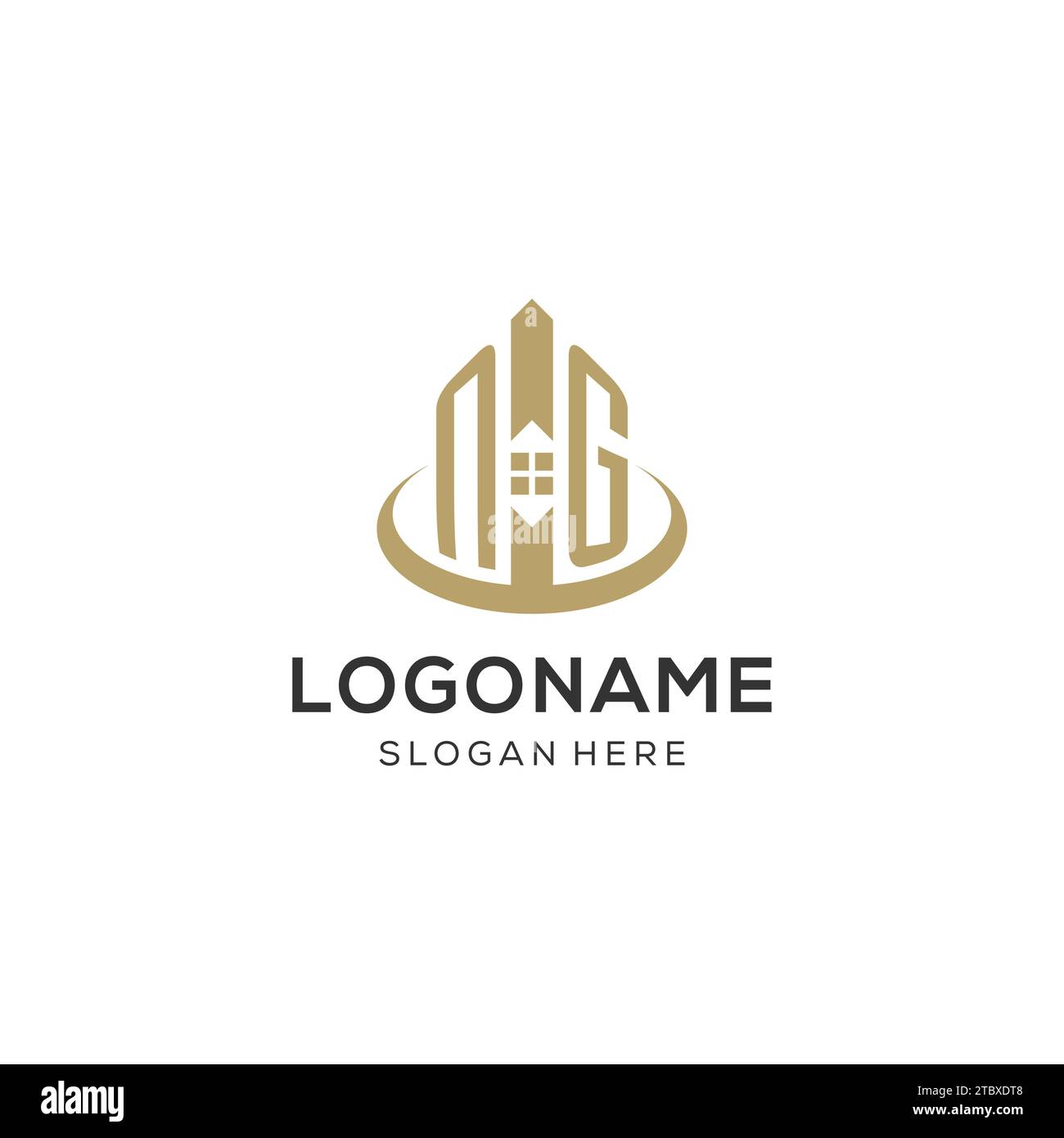 Initial NG logo with creative house icon, modern and professional real ...