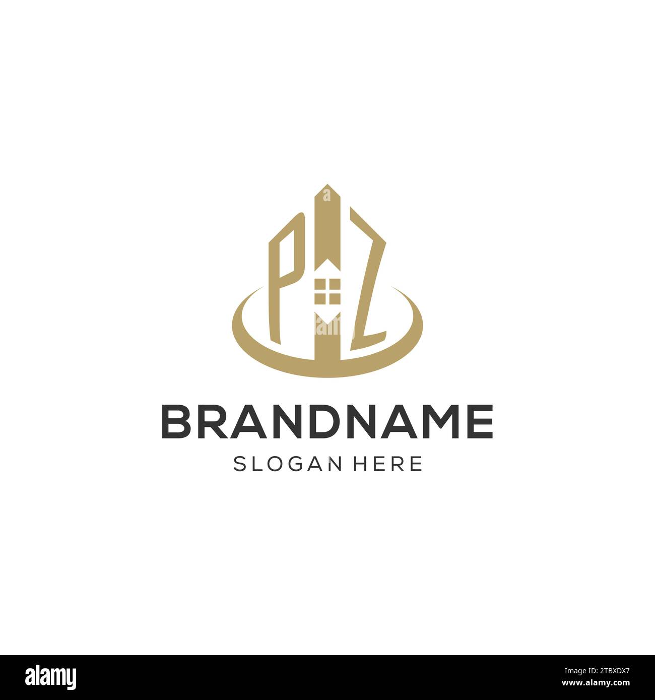 Initial PZ logo with creative house icon, modern and professional real ...