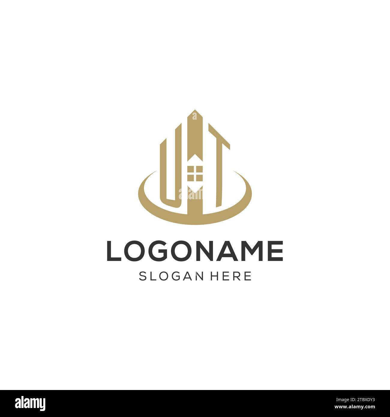 Initial UT logo with creative house icon, modern and professional real ...