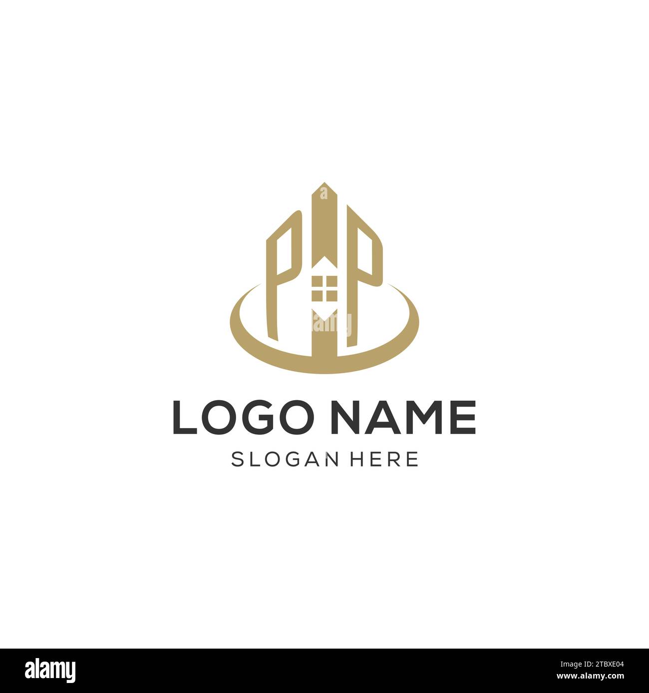 Initial PP logo with creative house icon, modern and professional real ...