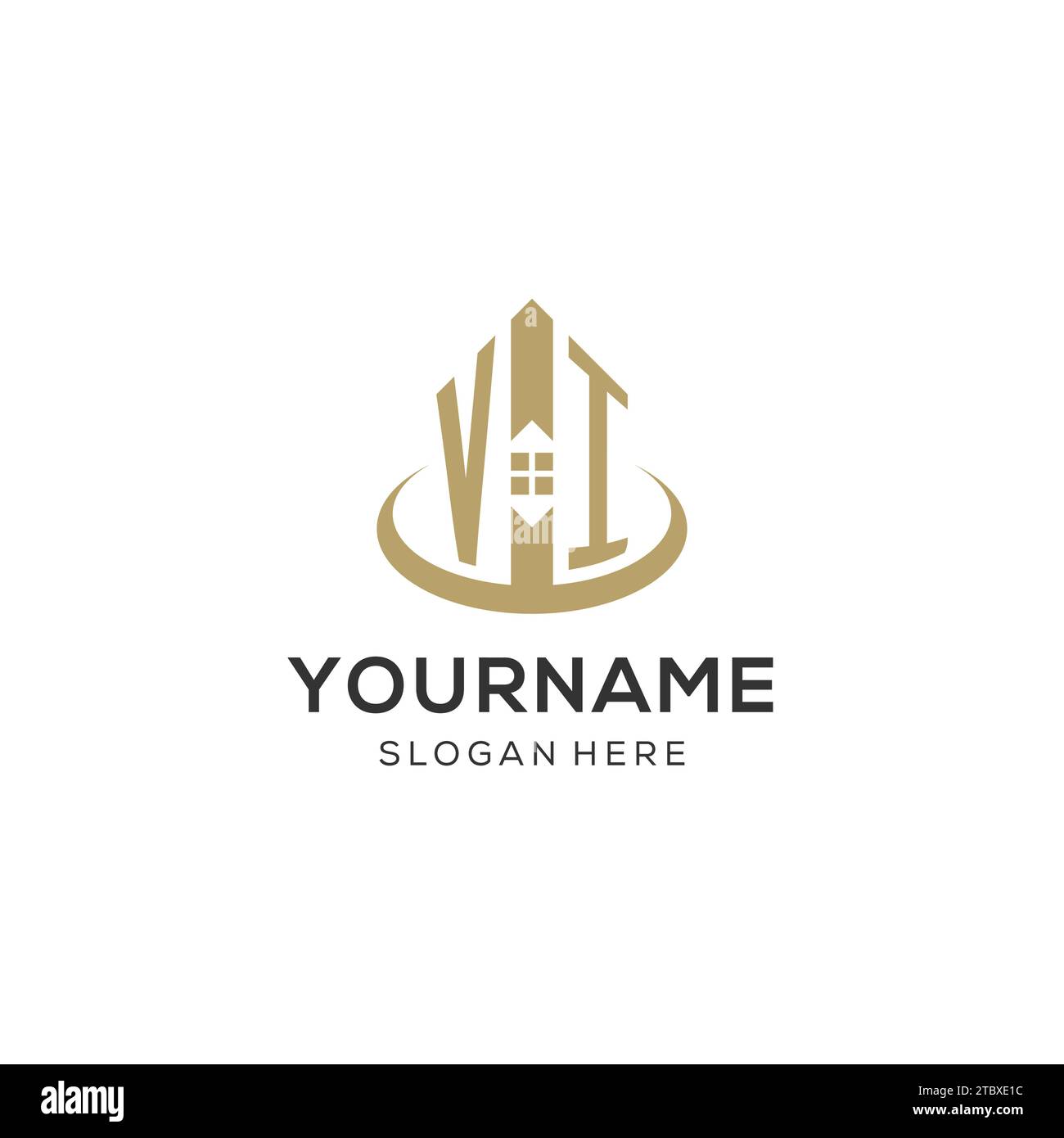 Initial VI logo with creative house icon, modern and professional real ...