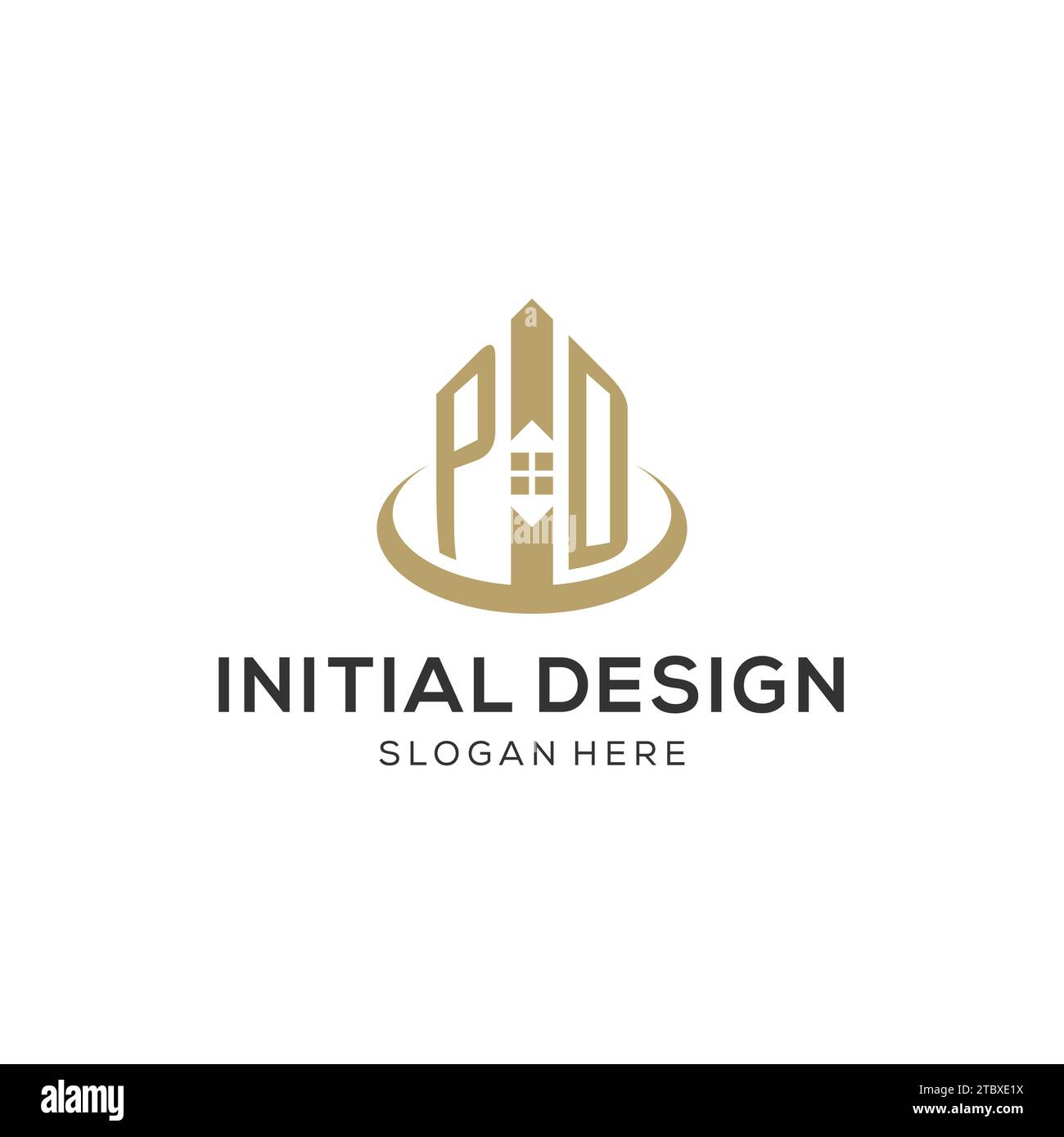 Initial PD logo with creative house icon, modern and professional real ...
