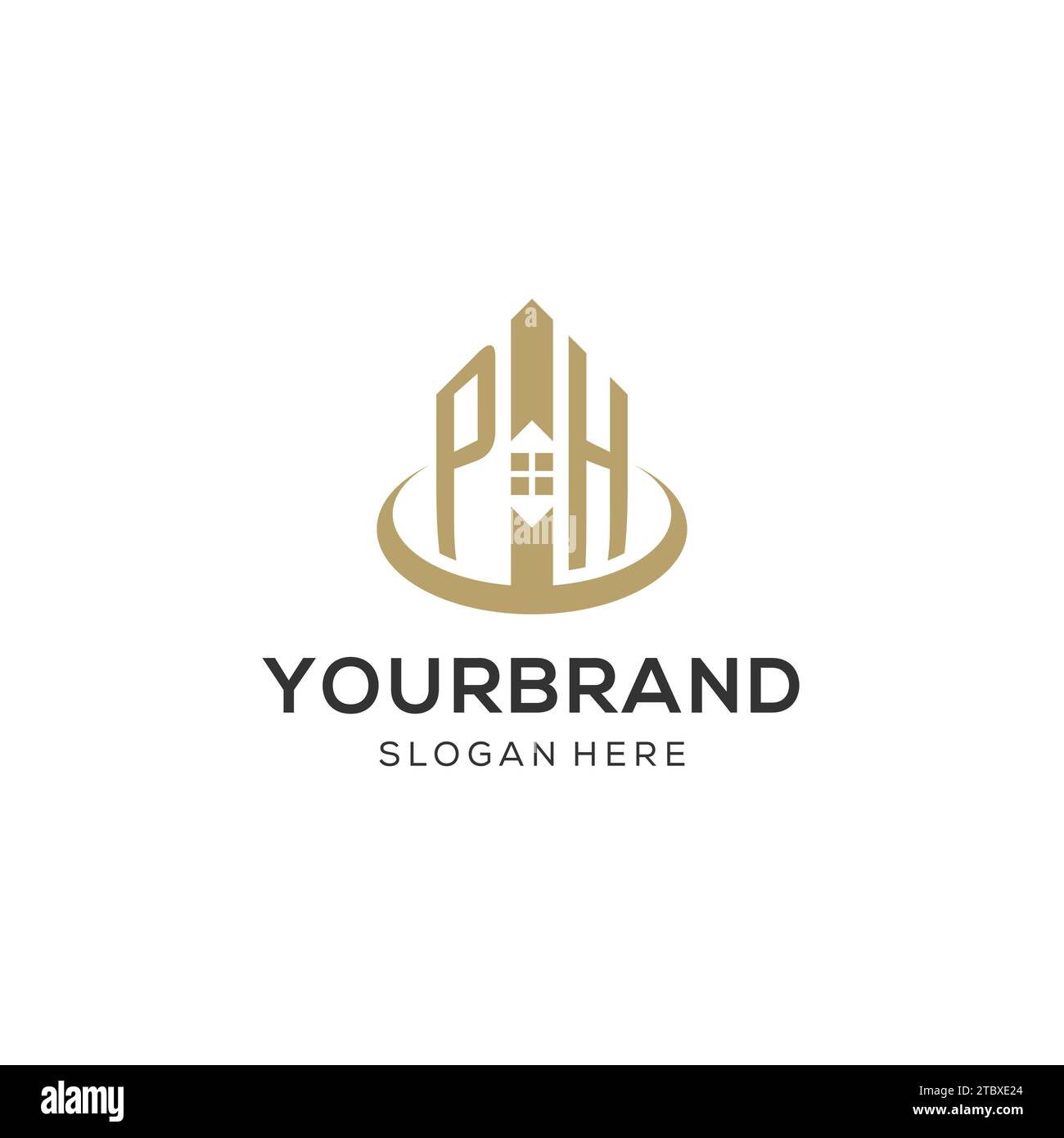 Initial PH logo with creative house icon, modern and professional real ...