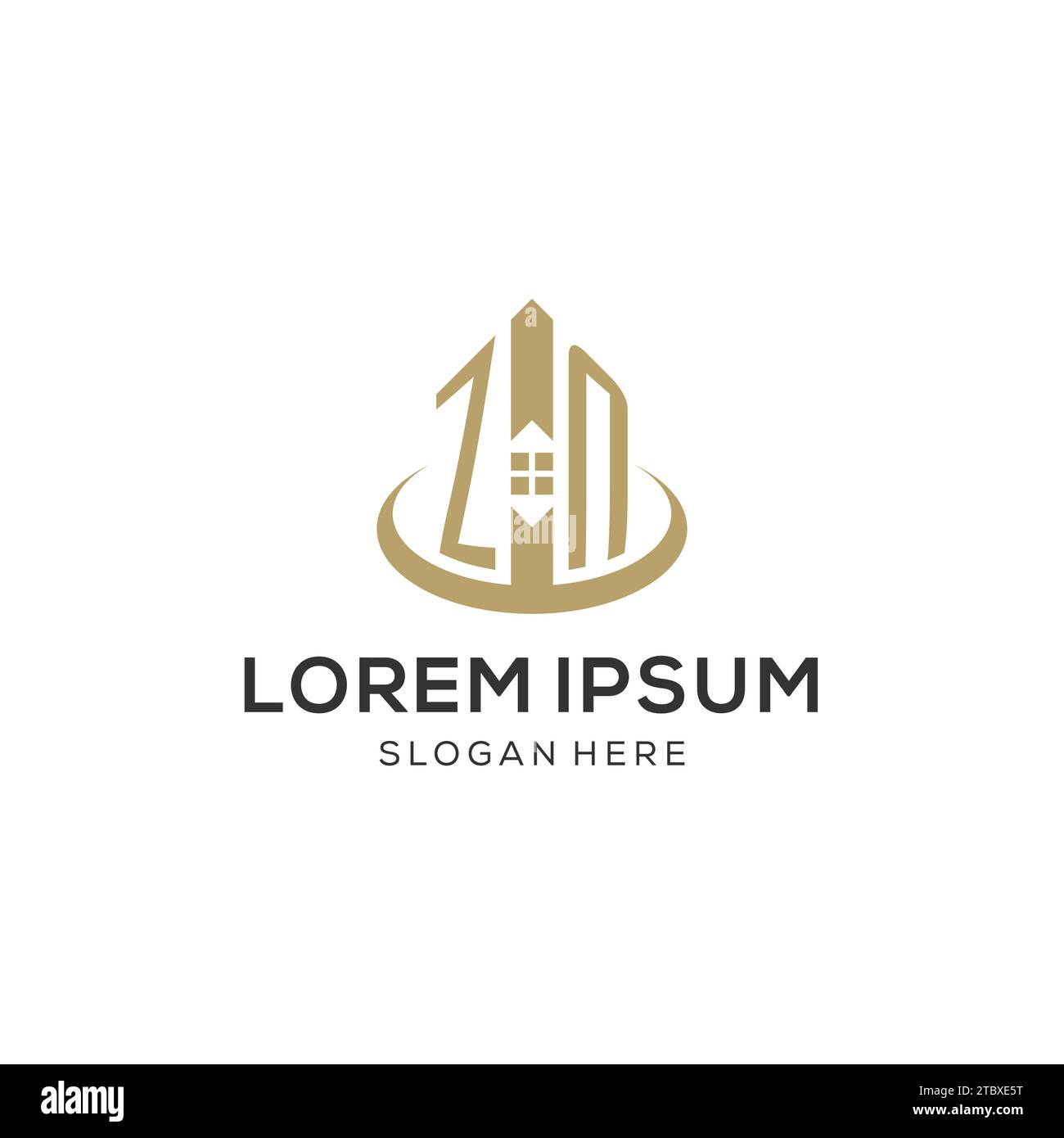 Initial ZN logo with creative house icon, modern and professional real estate logo design vector ...