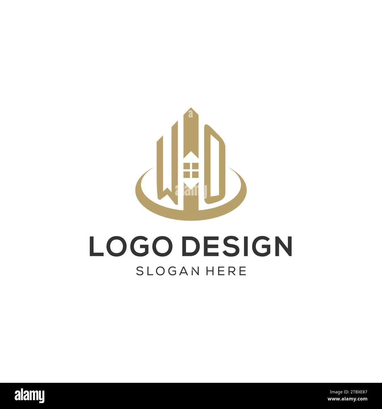 Initial WO logo with creative house icon, modern and professional real ...