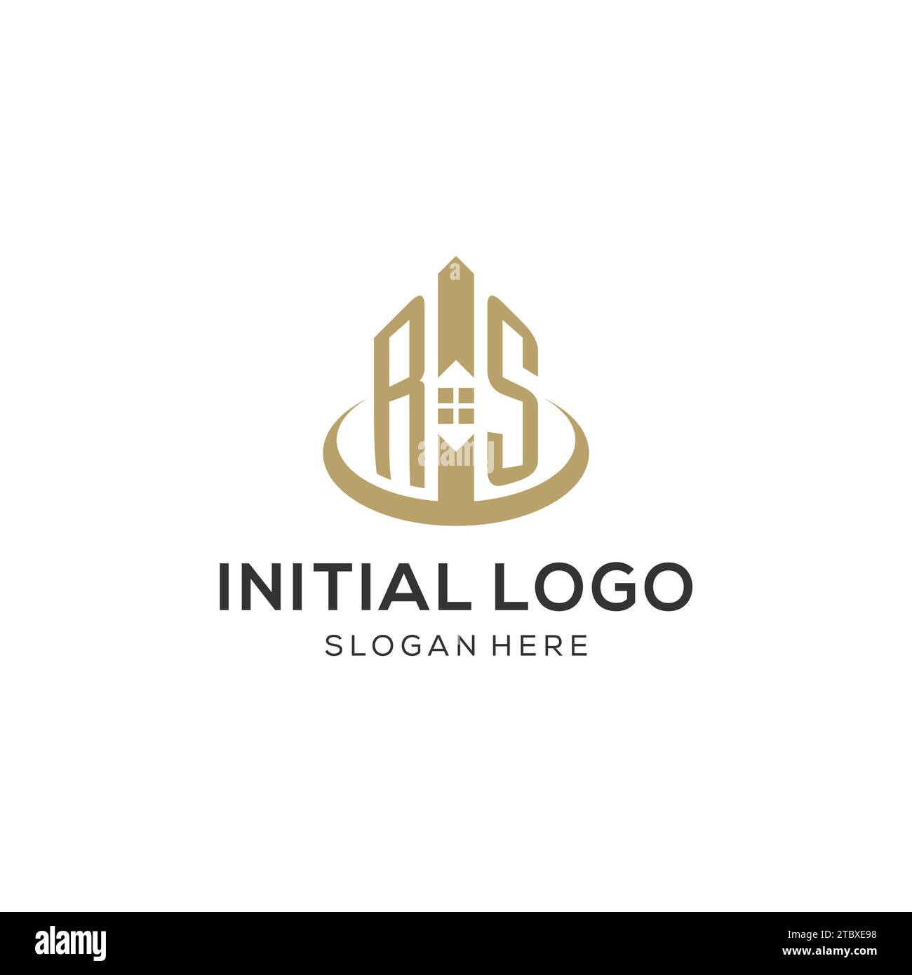 Initial RS logo with creative house icon, modern and professional real ...
