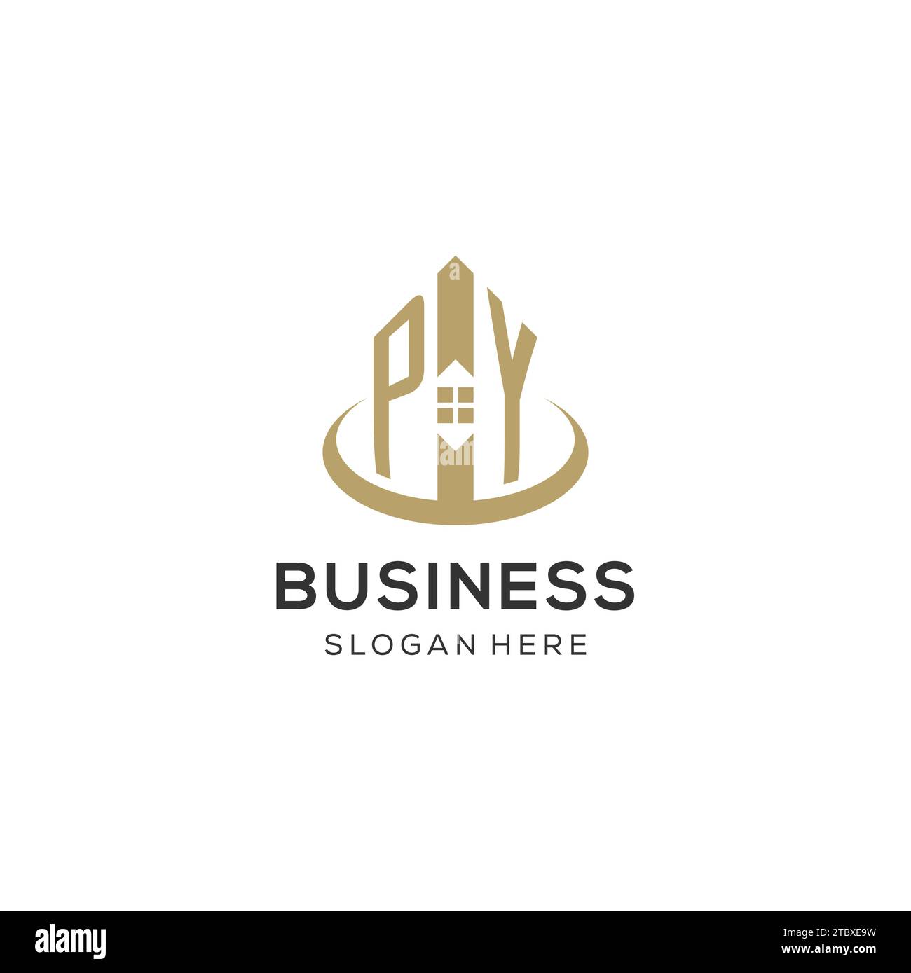 Initial PY logo with creative house icon, modern and professional real ...