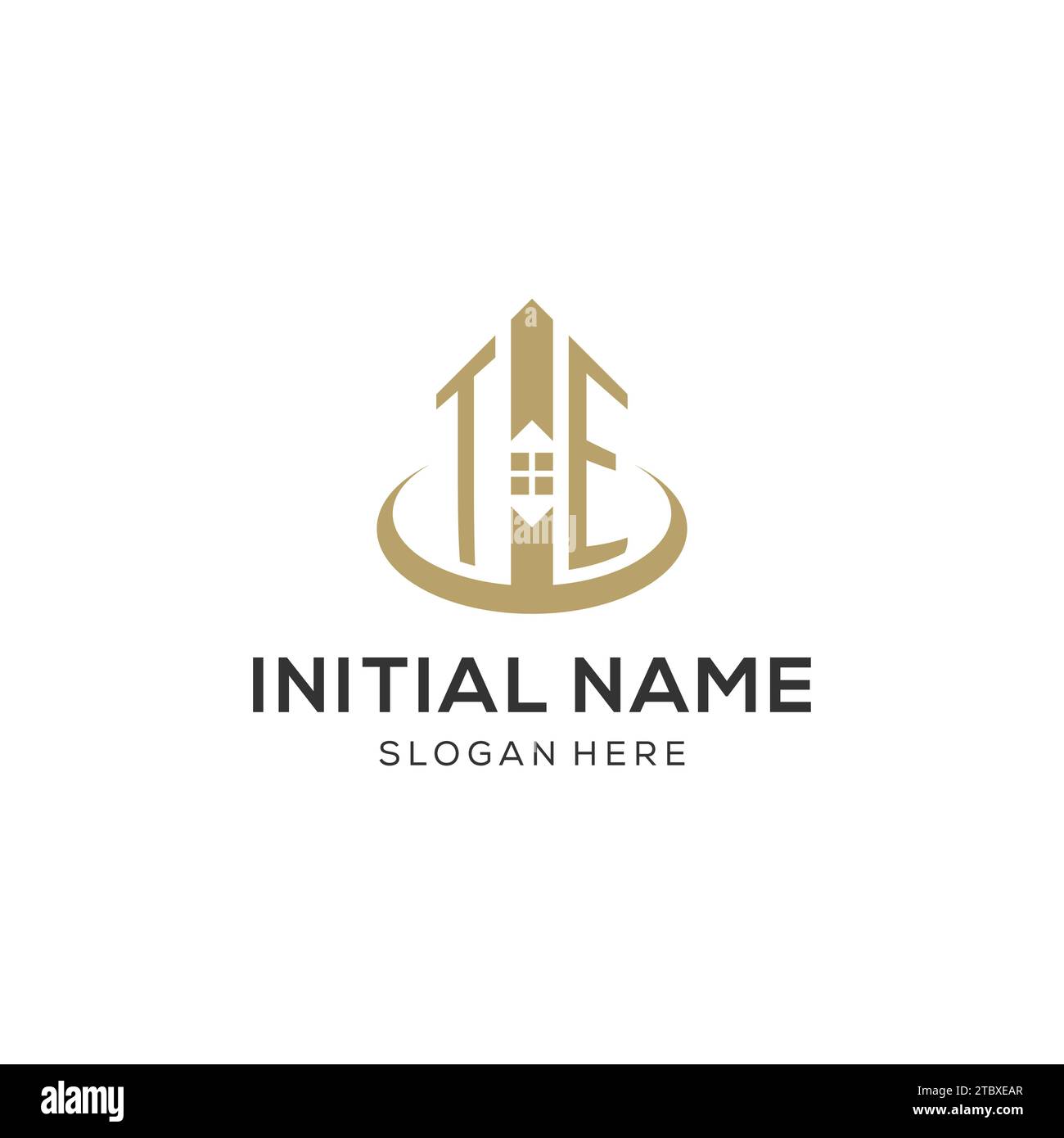 Initial TE logo with creative house icon, modern and professional real ...