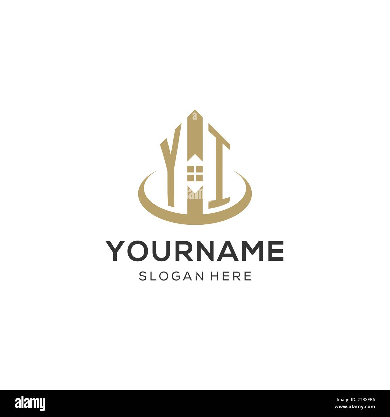 Initial YI logo with creative house icon, modern and professional real ...