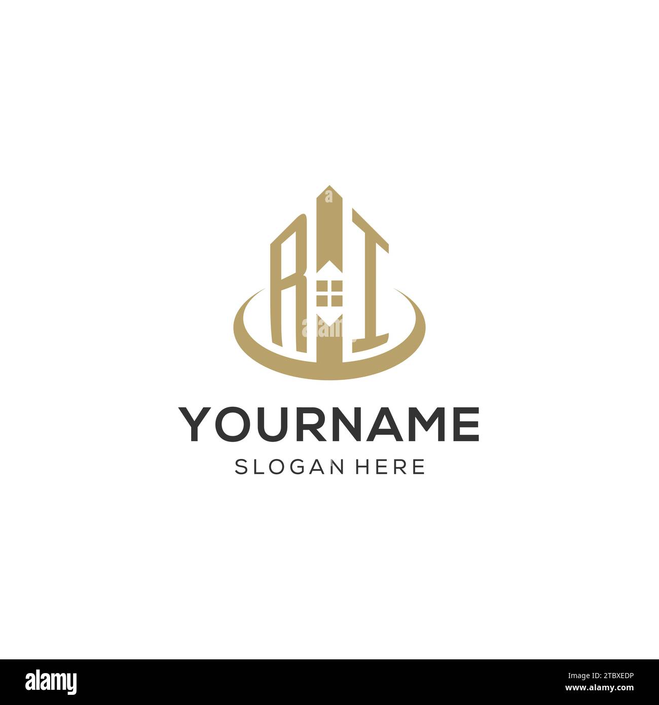 Initial RI logo with creative house icon, modern and professional real ...