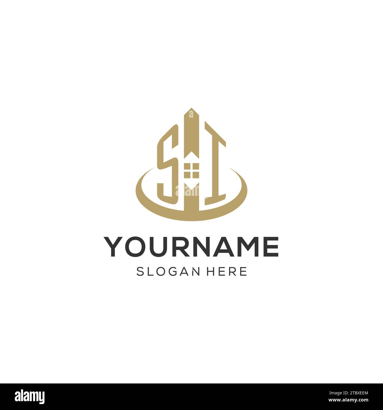 Initial SI logo with creative house icon, modern and professional real ...