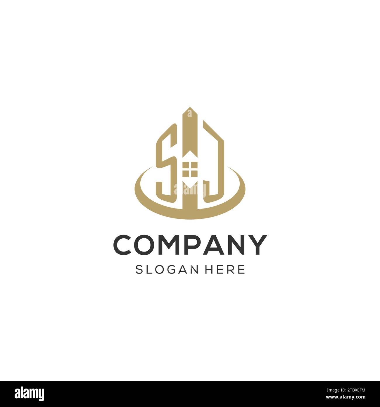 Initial SJ logo with creative house icon, modern and professional real ...